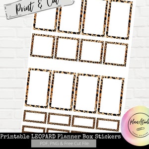 Printable Planner Box Stickers for Happy Planner Leopard Functional ...
