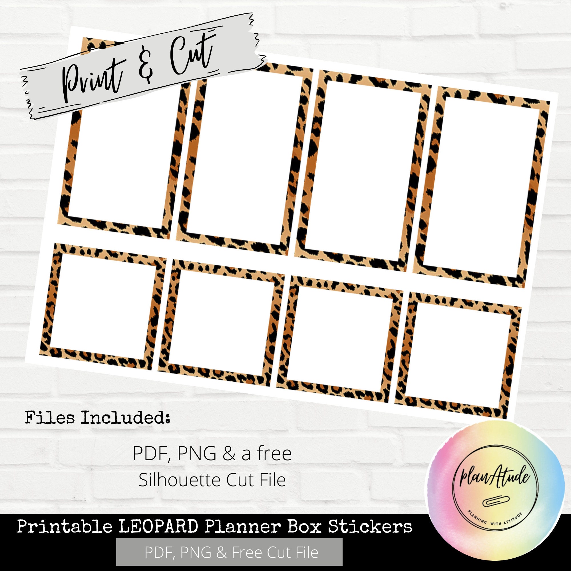 Printable Planner Box Stickers for Happy Planner Leopard Functional ...