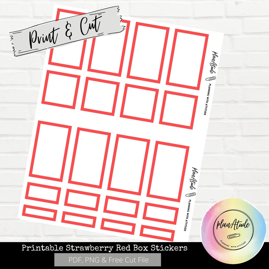 Printable Strawberry Red Planner Box Stickers for Happy Planner ...