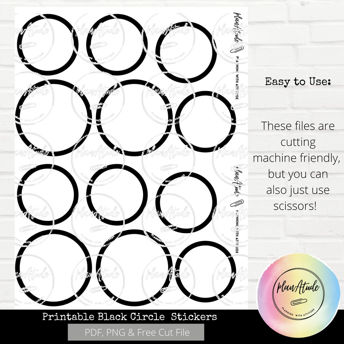Printable Black Circle Stickers for Happy Planner Functional Printable ...