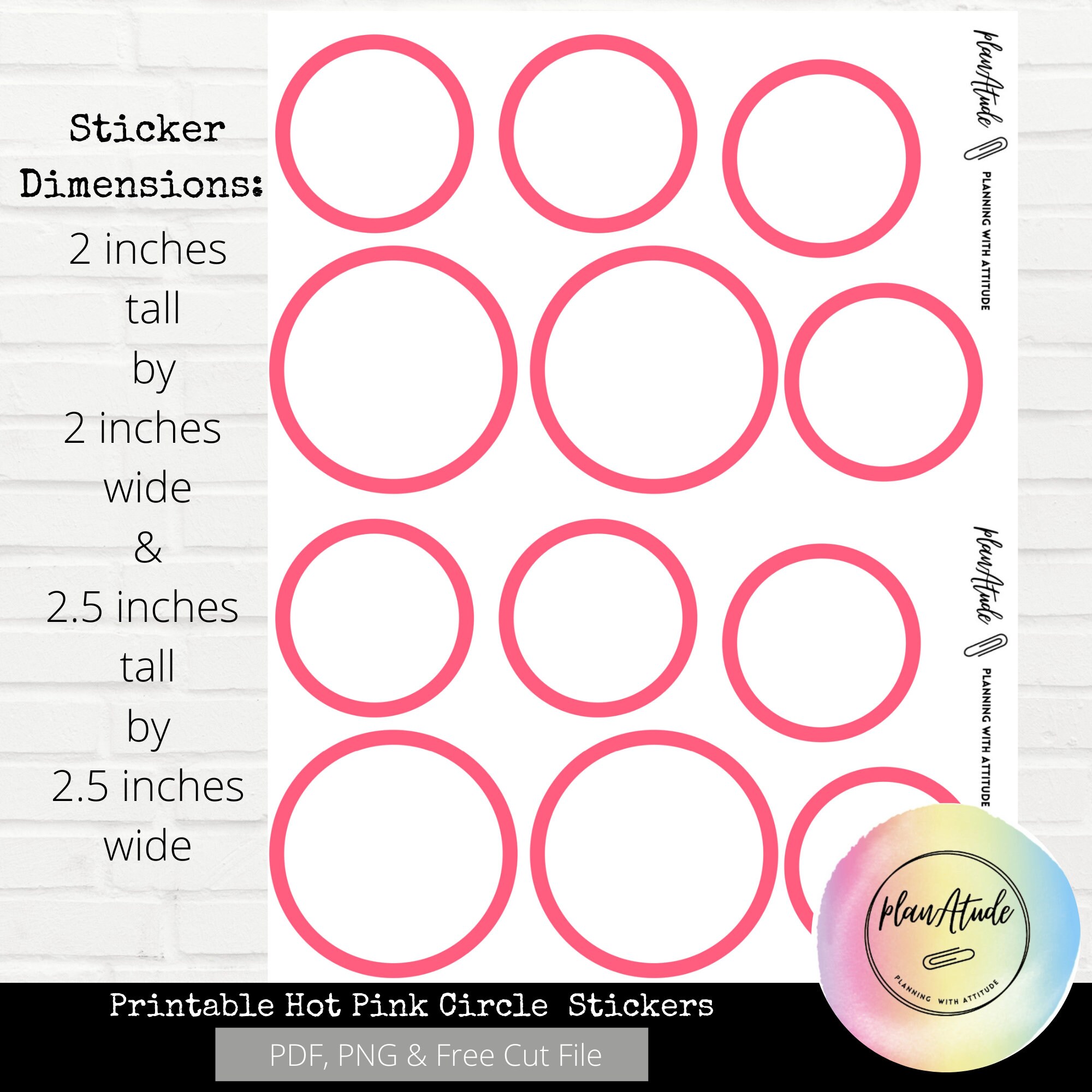 Printable Hot Pink Circle Stickers for Happy Planner Functional ...