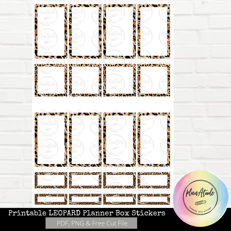 Printable Planner Box Stickers for Happy Planner Leopard Functional ...
