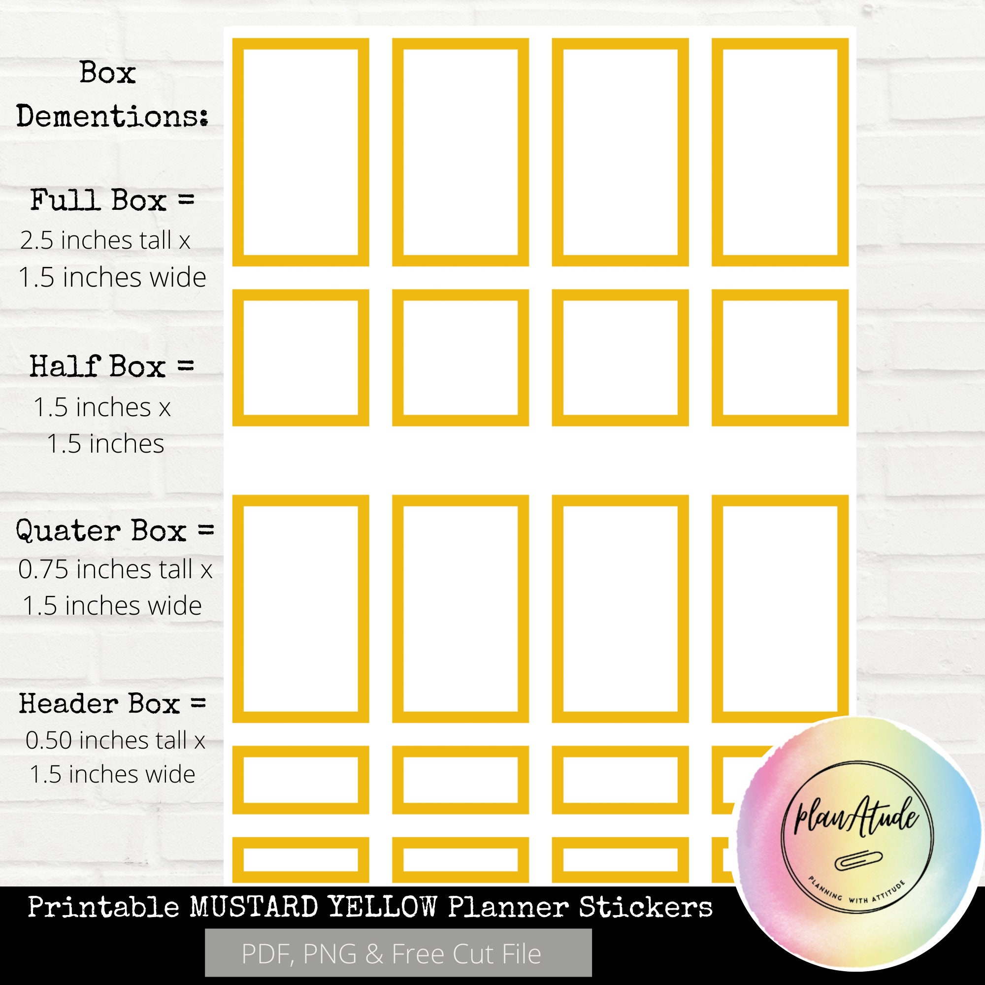 Printable Planner Box Stickers for Happy Planner Mustard - Etsy