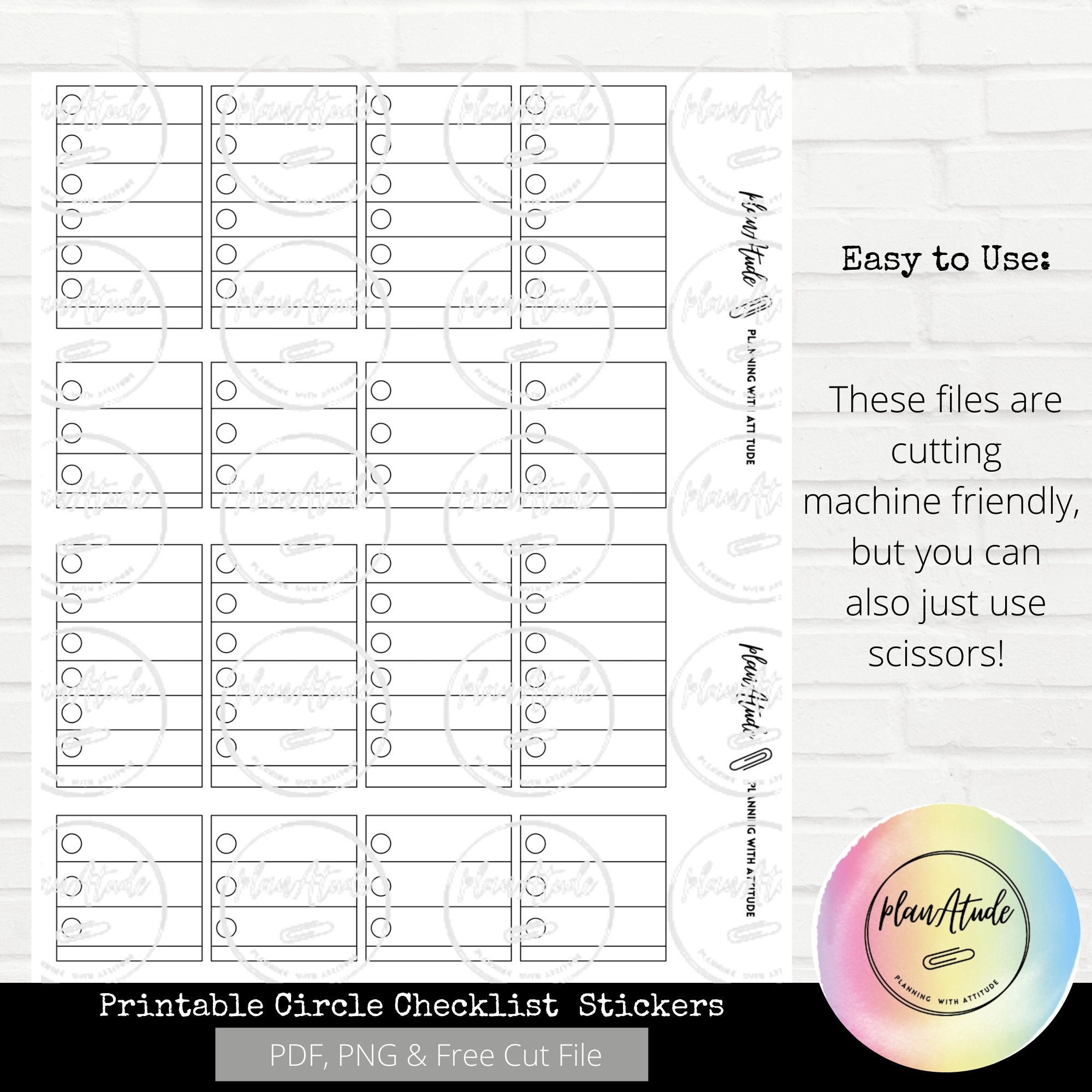 Printable Planner Circle Checklist Stickers for Happy Planner ...
