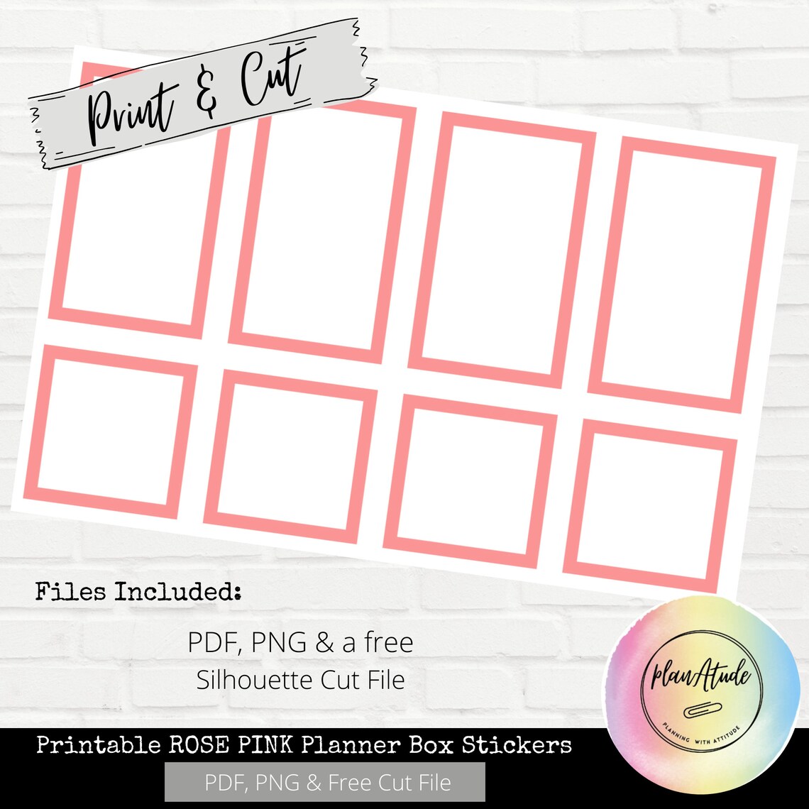Printable Planner Box Stickers for Happy Planner Rose Pink | Etsy