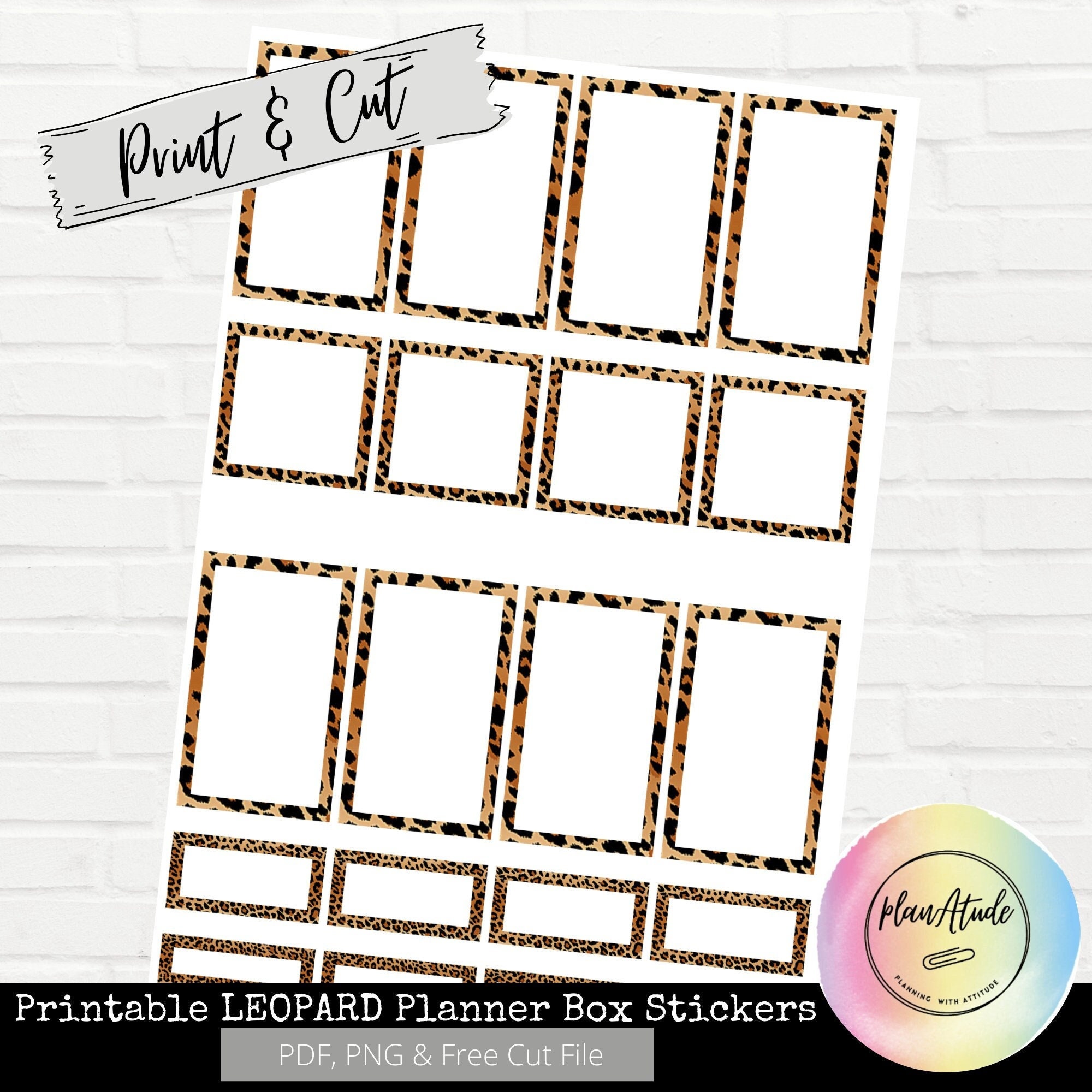 Printable Planner Box Stickers for Happy Planner Leopard Functional ...