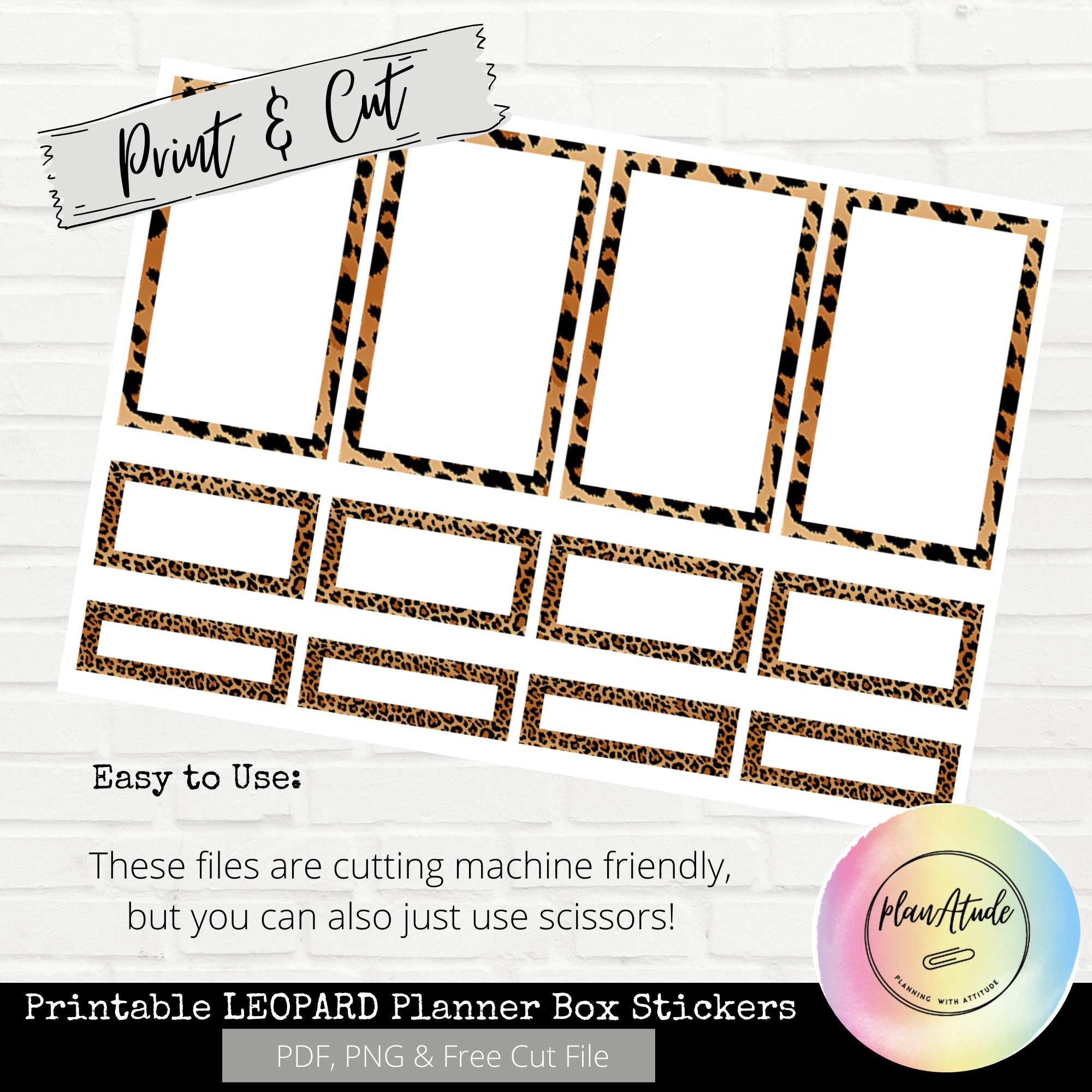 Printable Planner Box Stickers for Happy Planner Leopard Functional ...