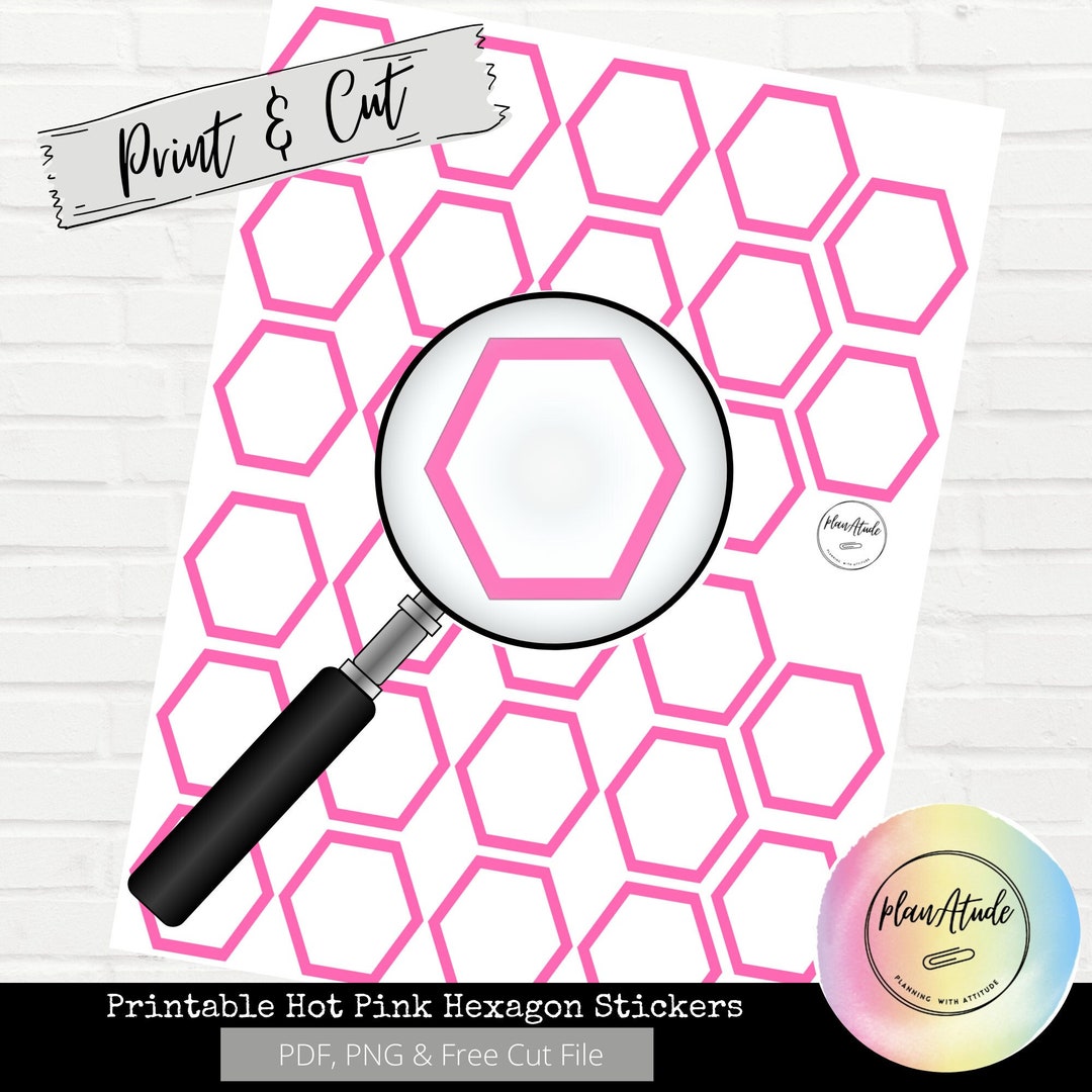 Printable Hot Pink Planner Hexagon Stickers for Happy Planner ...