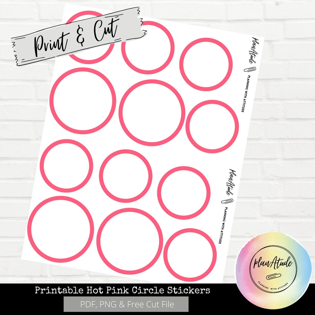 Printable Hot Pink Circle Stickers for Happy Planner Functional ...