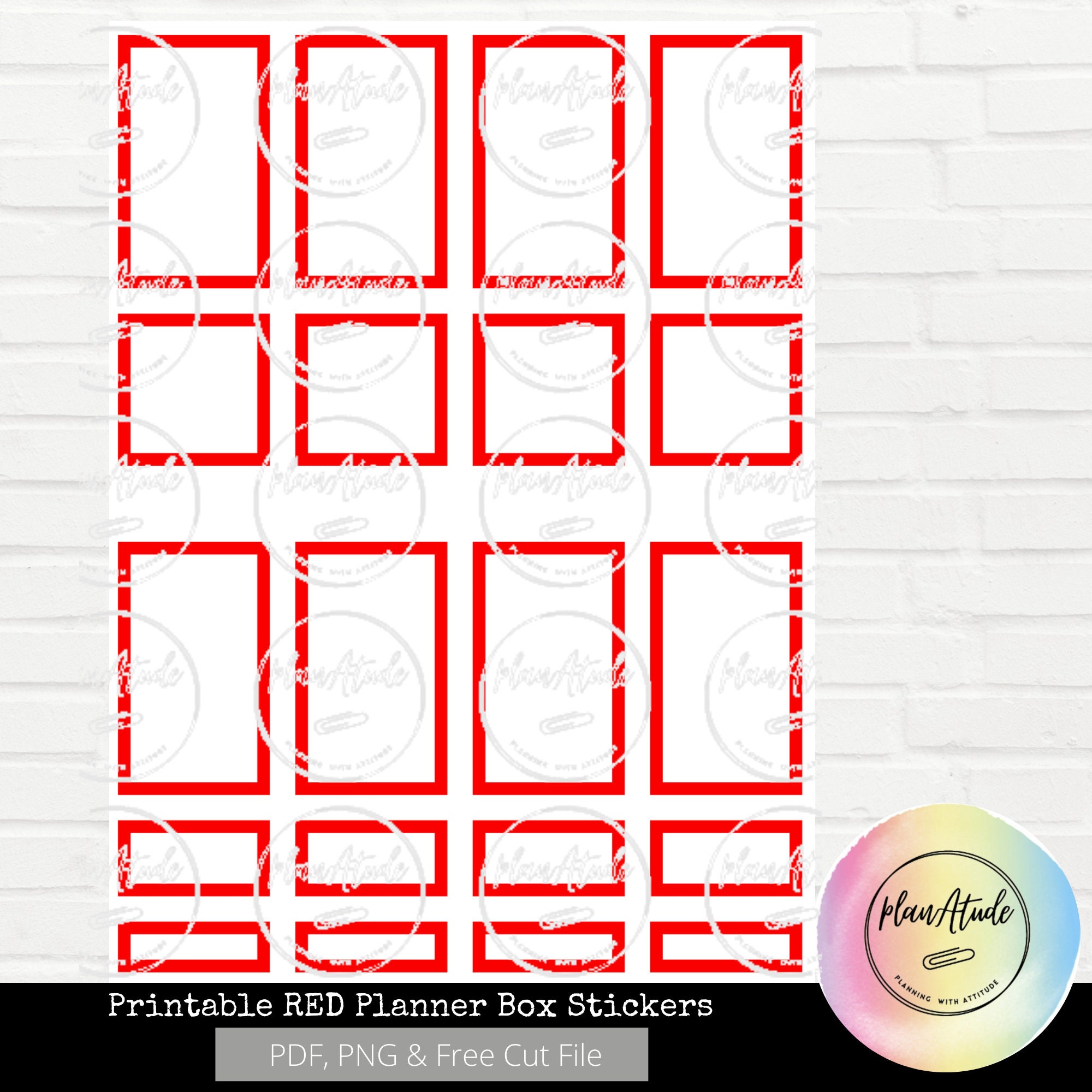 Printable Planner Box Stickers for Happy Planner Red Functional ...