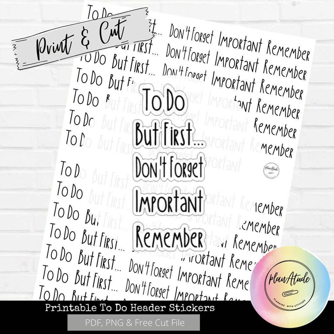 To Do Header Stickers for Happy Planner Printable Functional Script ...