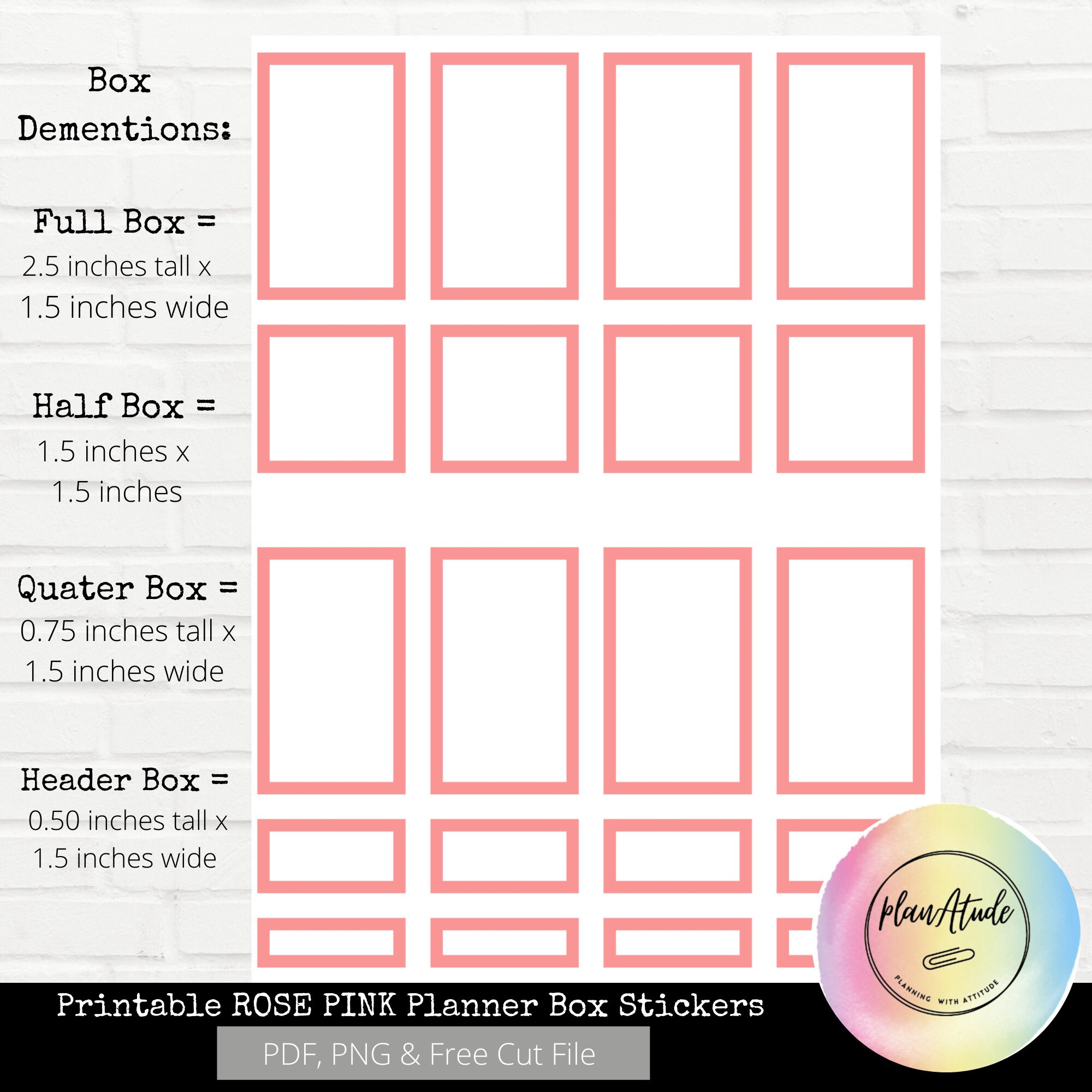 Printable Planner Box Stickers for Happy Planner Rose Pink - Etsy
