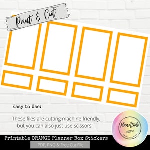 Printable Planner Box Stickers for Happy Planner Orange Functional ...