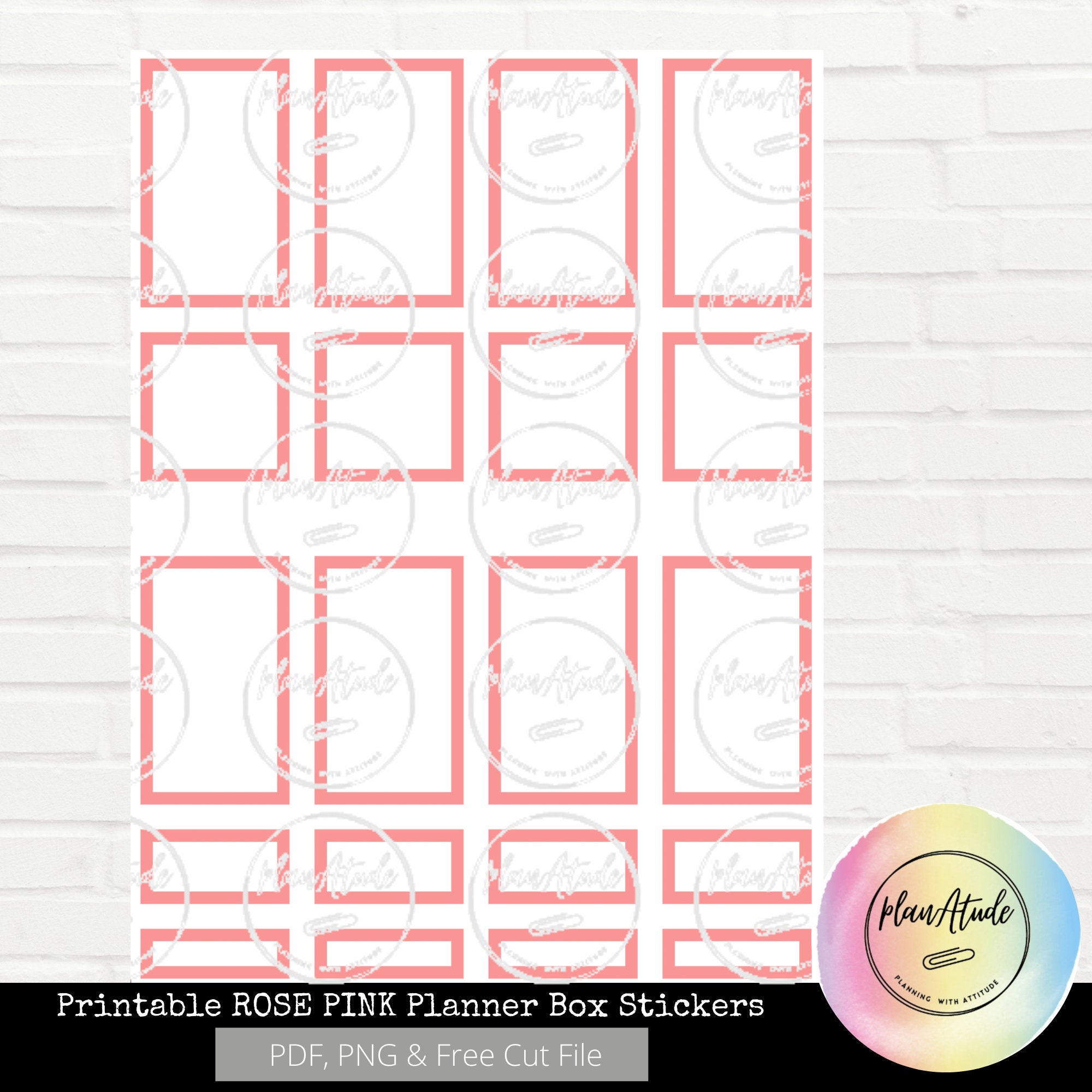 Printable Planner Box Stickers for Happy Planner Rose Pink Functional ...