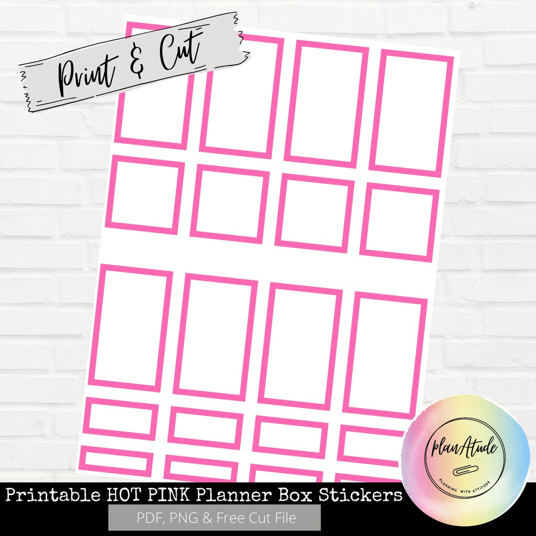 Printable Planner Box Stickers for Happy Planner Hot Pink Functional ...