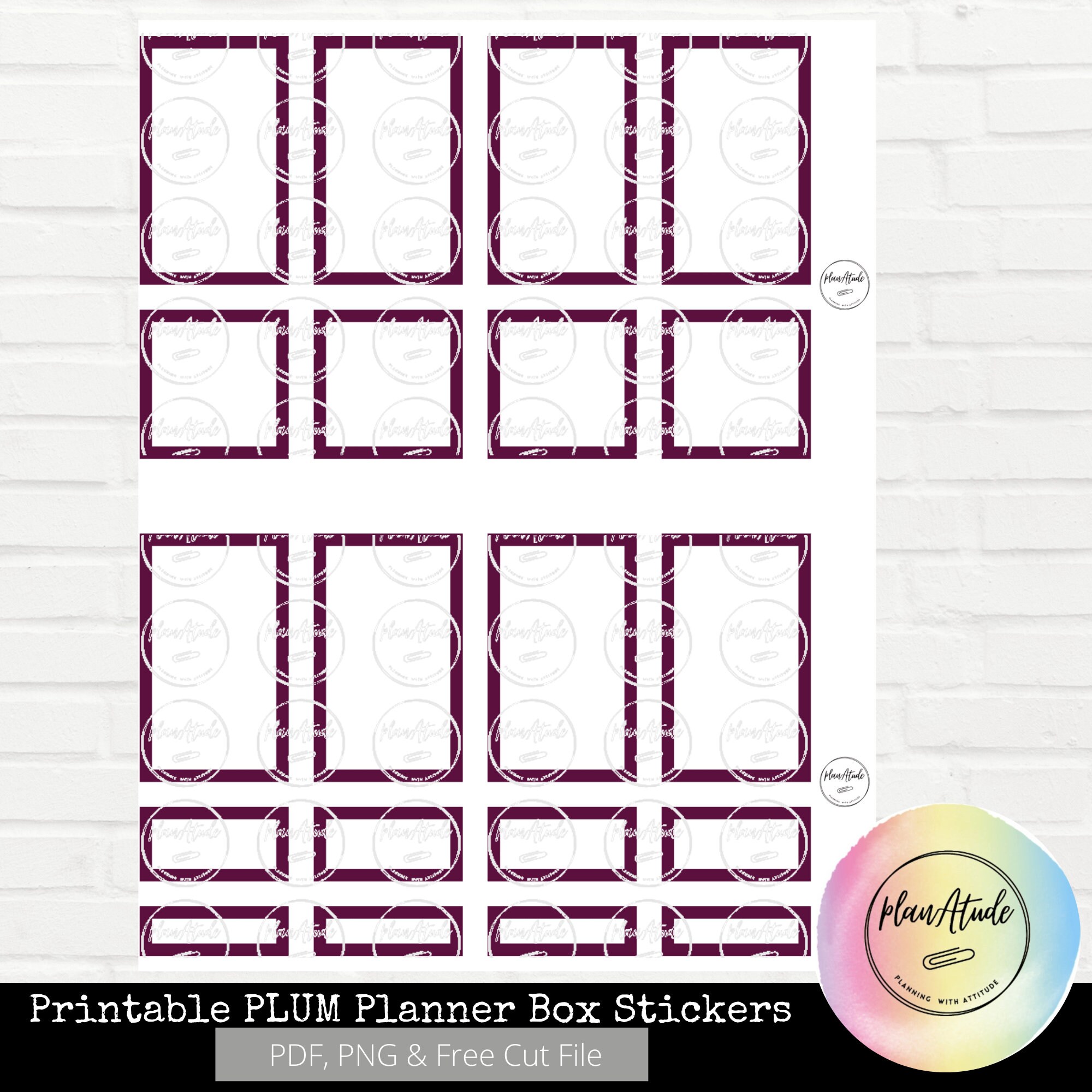 Printable Planner Box Stickers for Happy Planner Plum Functional ...