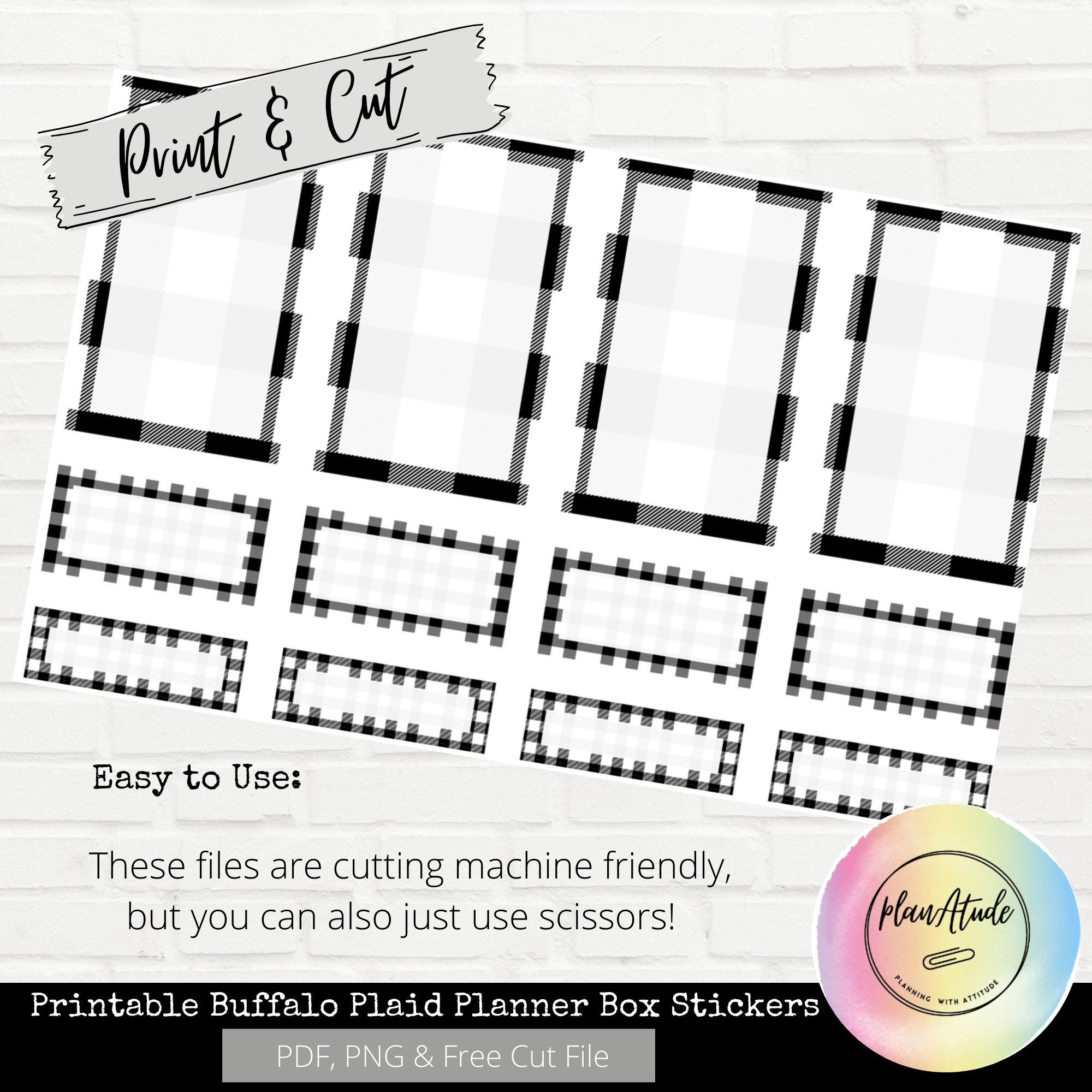 Printable Planner Box Stickers for Happy Planner Buffalo Plaid ...