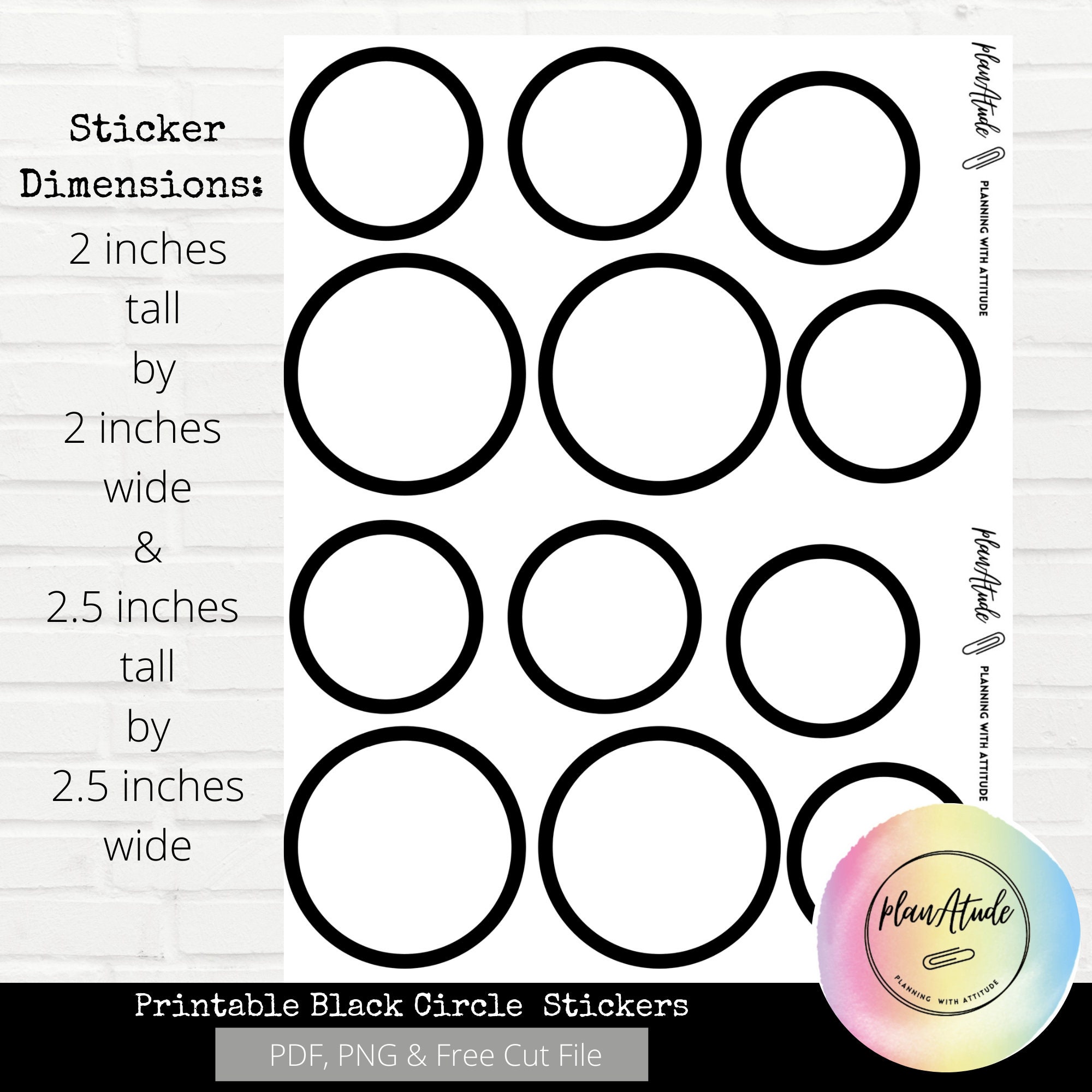 Printable Black Circle Stickers for Happy Planner Functional Printable ...