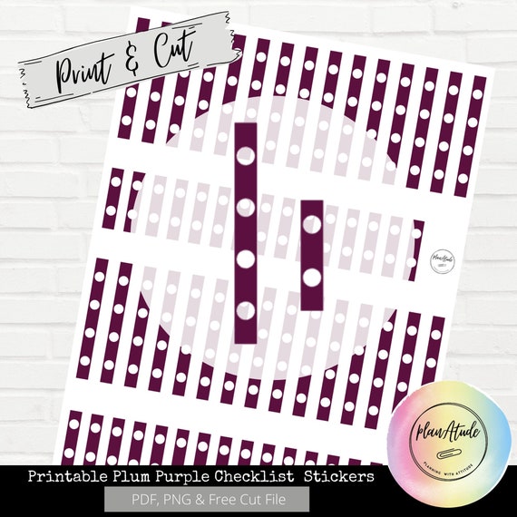 Plum Purple Checklist Stickers for Happy Planner Printable | Etsy