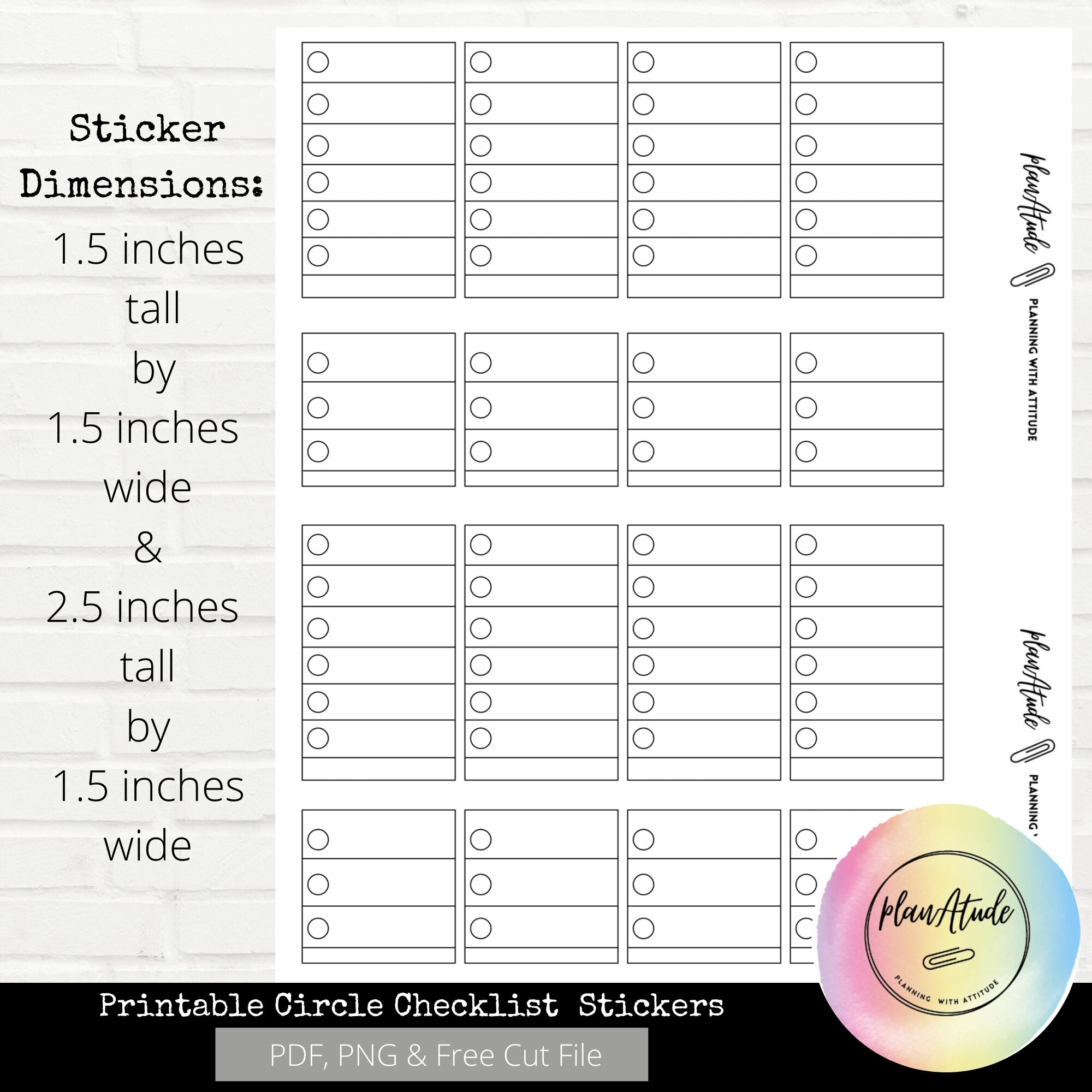 Printable Planner Circle Checklist Stickers for Happy Planner - Etsy