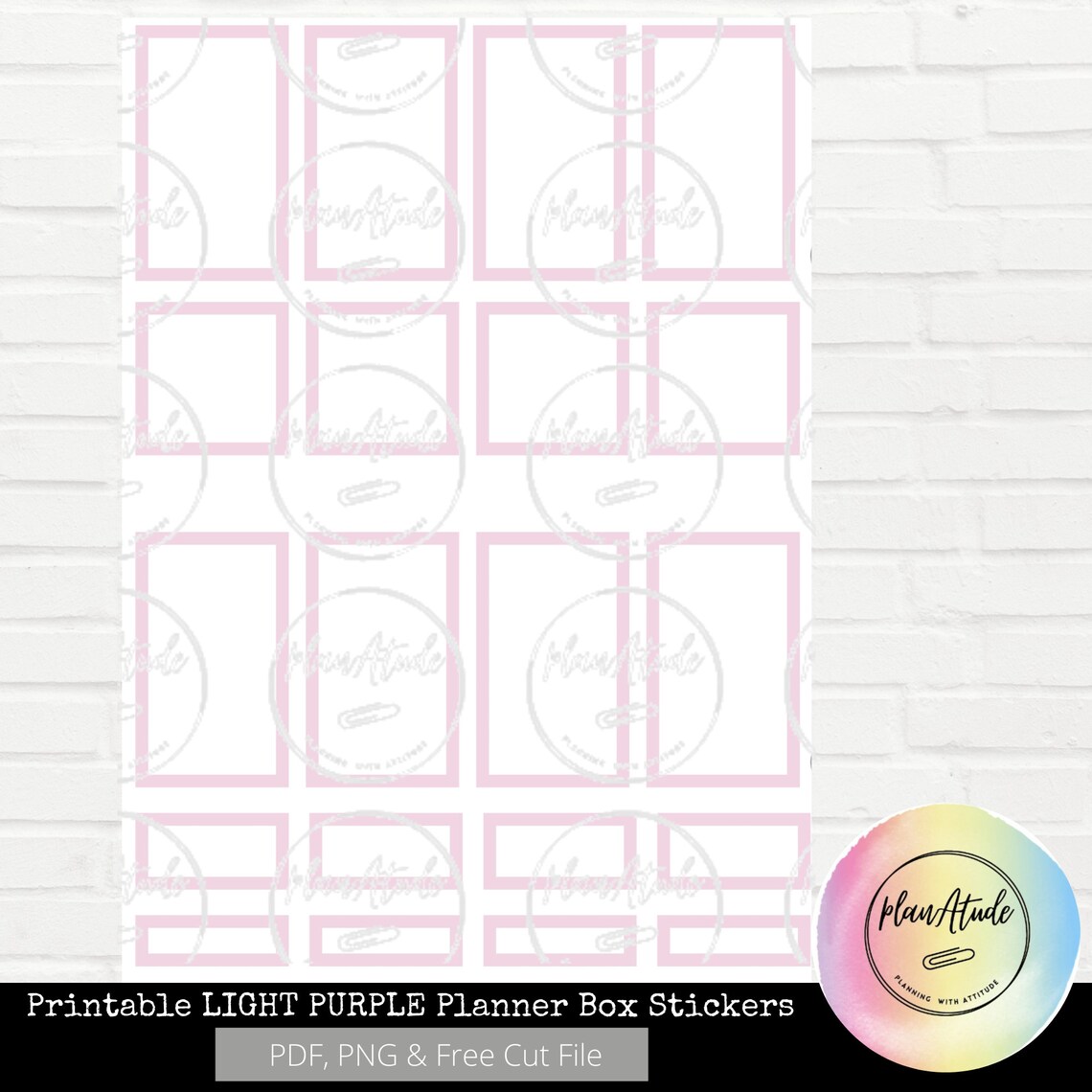 Printable Planner Box Stickers for Happy Planner Light Purple ...