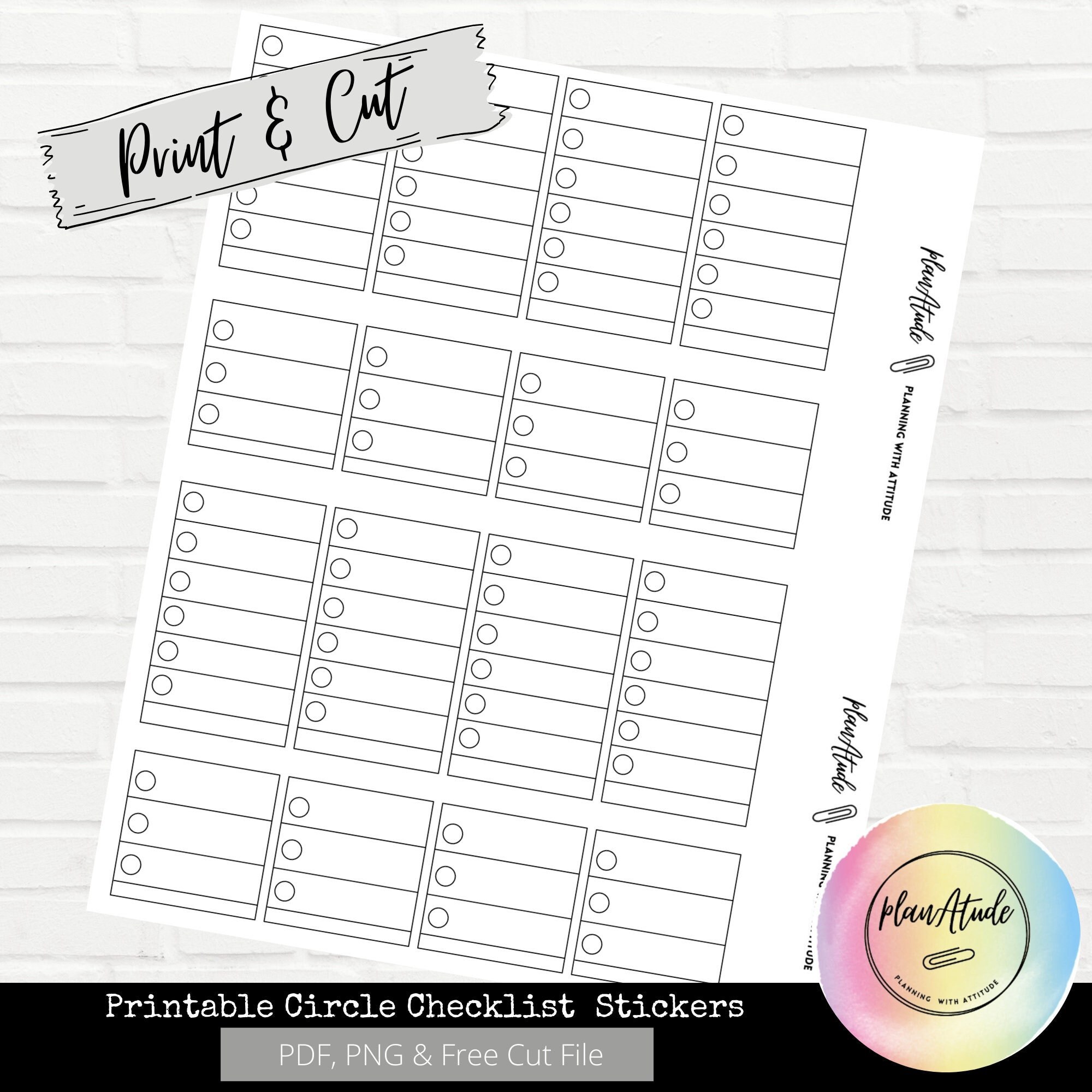 Printable Planner Circle Checklist Stickers for Happy Planner - Etsy
