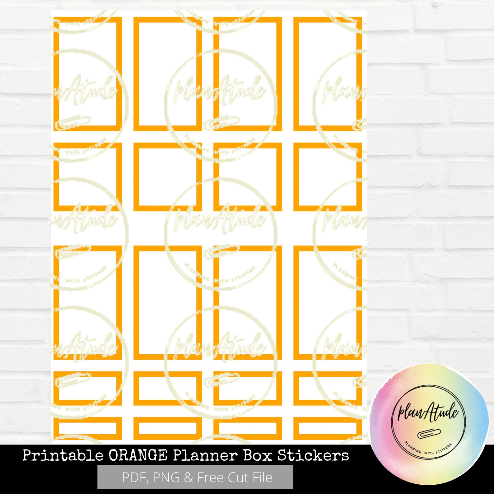 Printable Planner Box Stickers for Happy Planner Orange Functional ...
