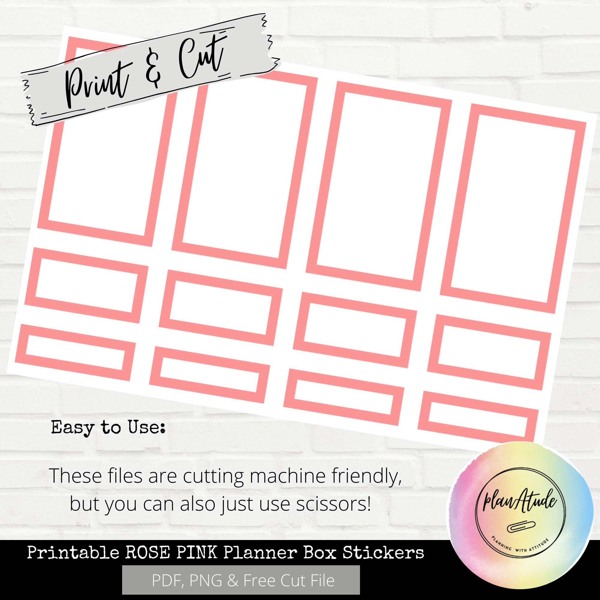 Printable Planner Box Stickers for Happy Planner Rose Pink - Etsy