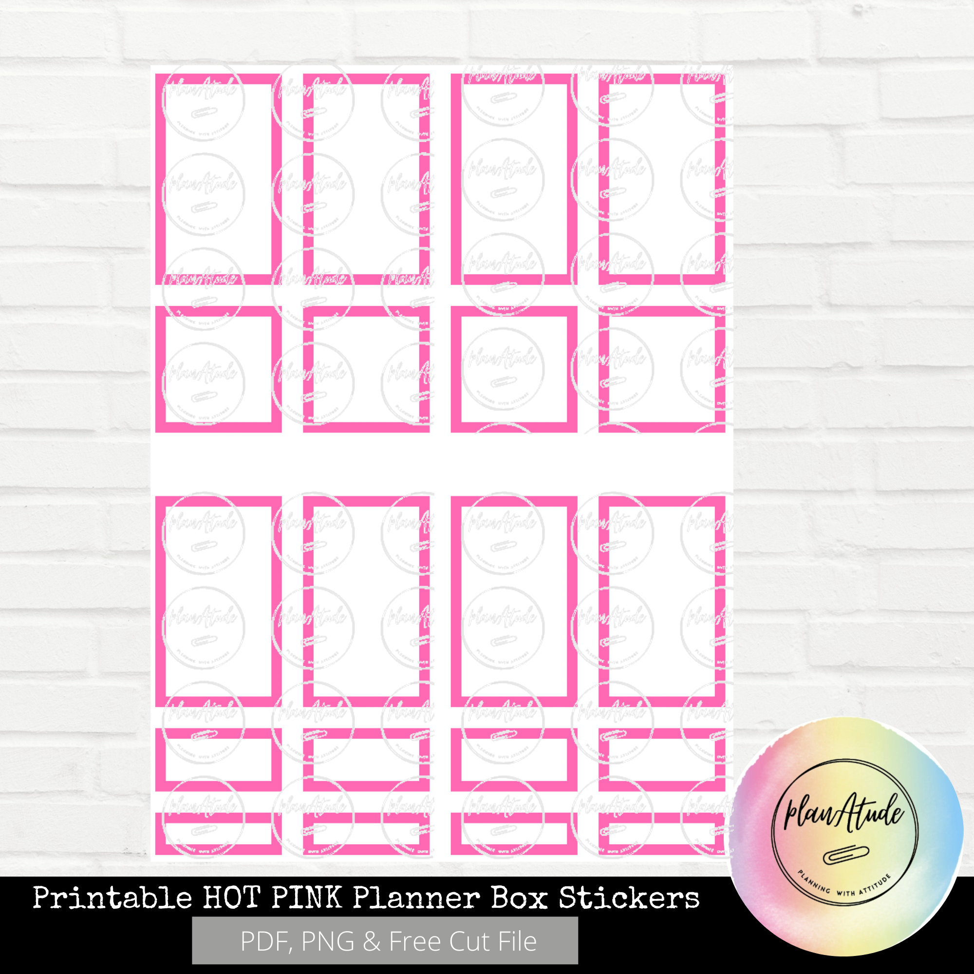 Printable Planner Box Stickers for Happy Planner Hot Pink Functional ...