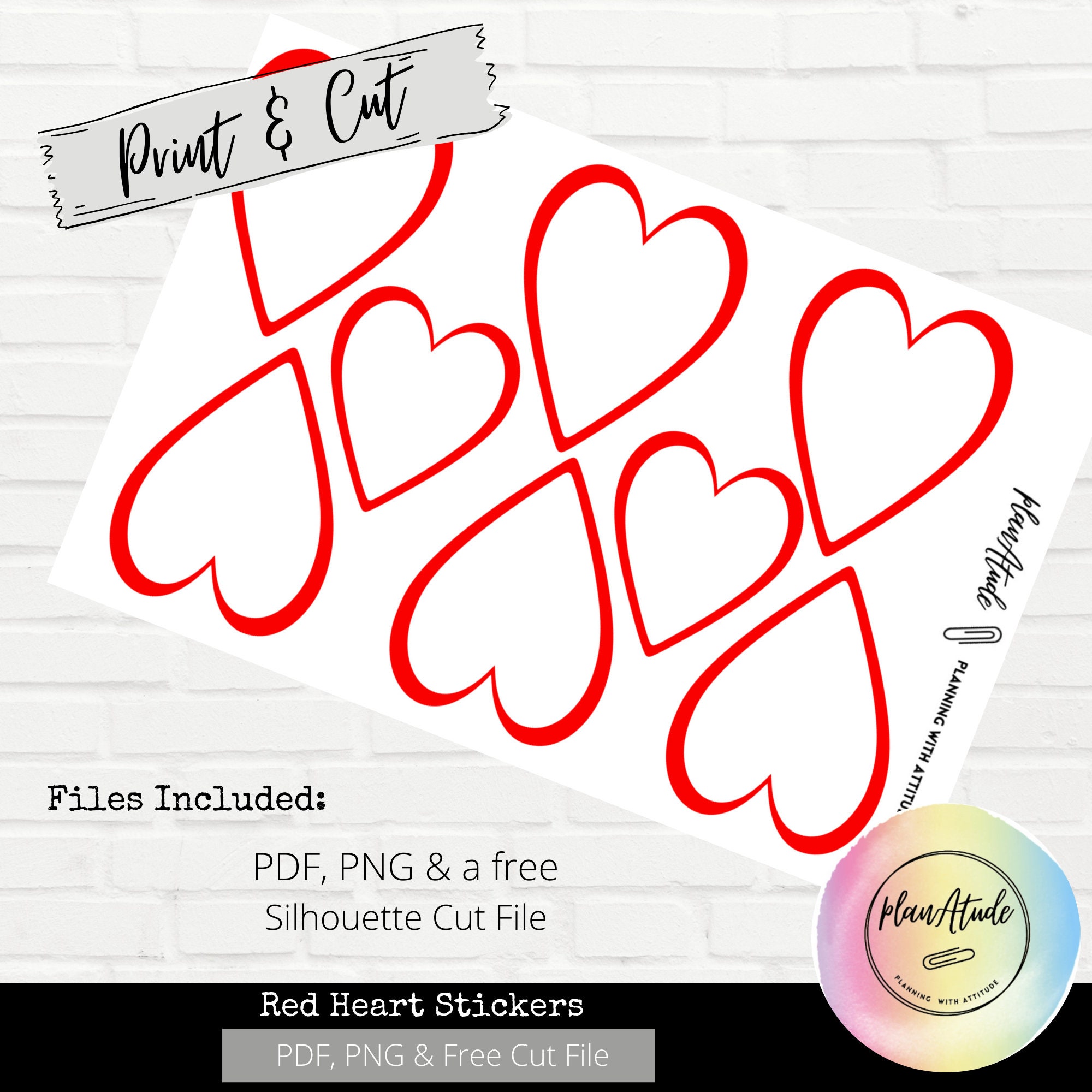 Printable Red Heart Stickers for Happy Planner Functional Printable ...