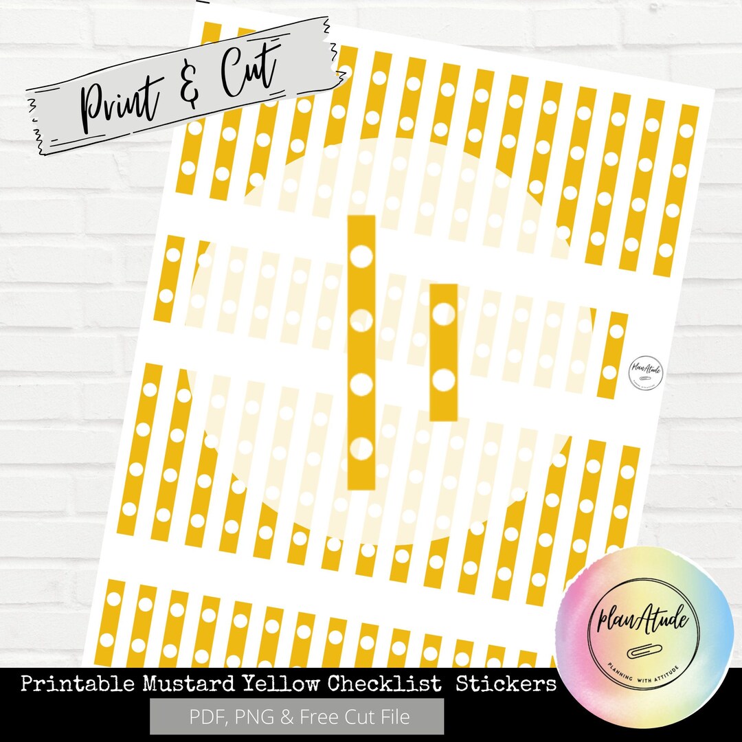 Mustard Yellow Checklist Stickers for Happy Planner Printable ...