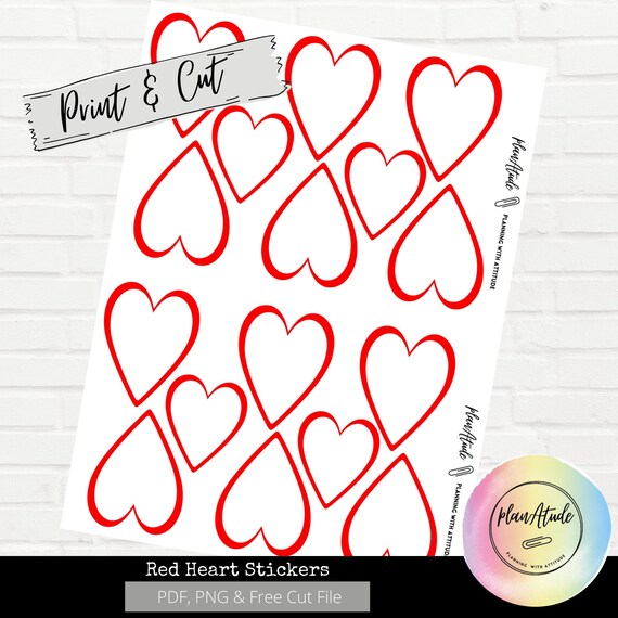 Printable Red Heart Stickers for Happy Planner Functional | Etsy