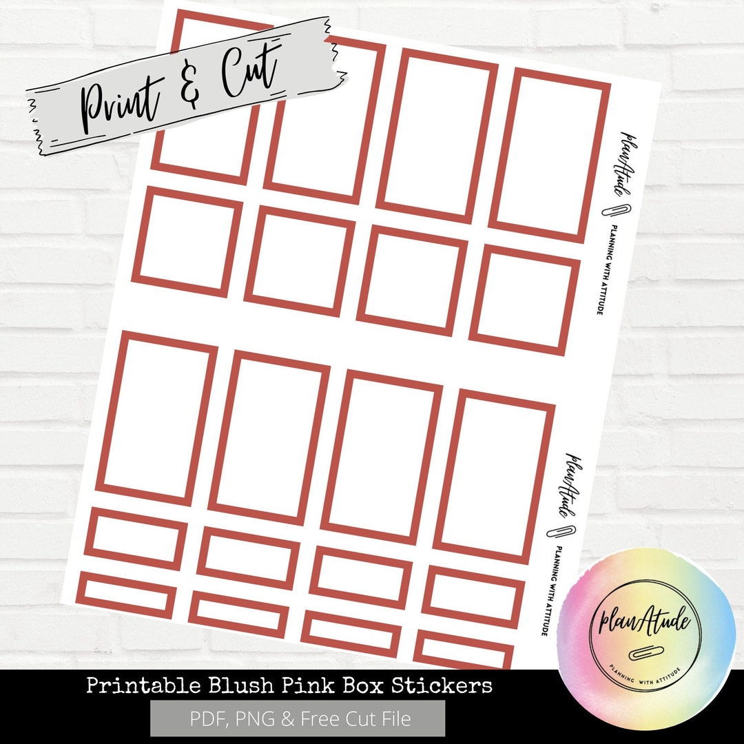 Printable Planner Box Stickers for Happy Planner Blush Pink Functional ...