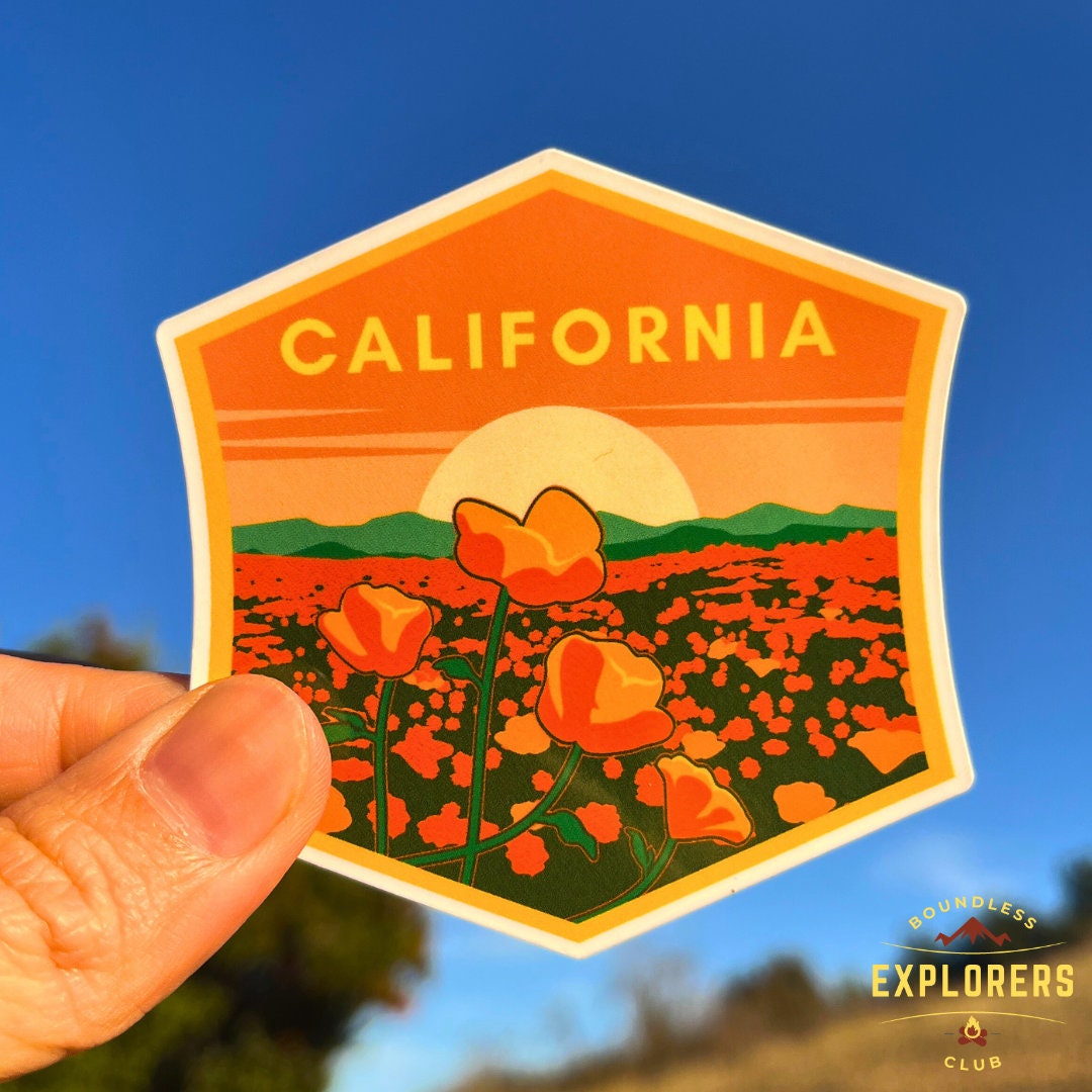 Poppies Flower California Sticker for Water Bottle Laptop Car Sticker ...