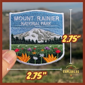 Mount Rainier National Park Patch: 2.75-inch Iron-on Embroidered Badge ...