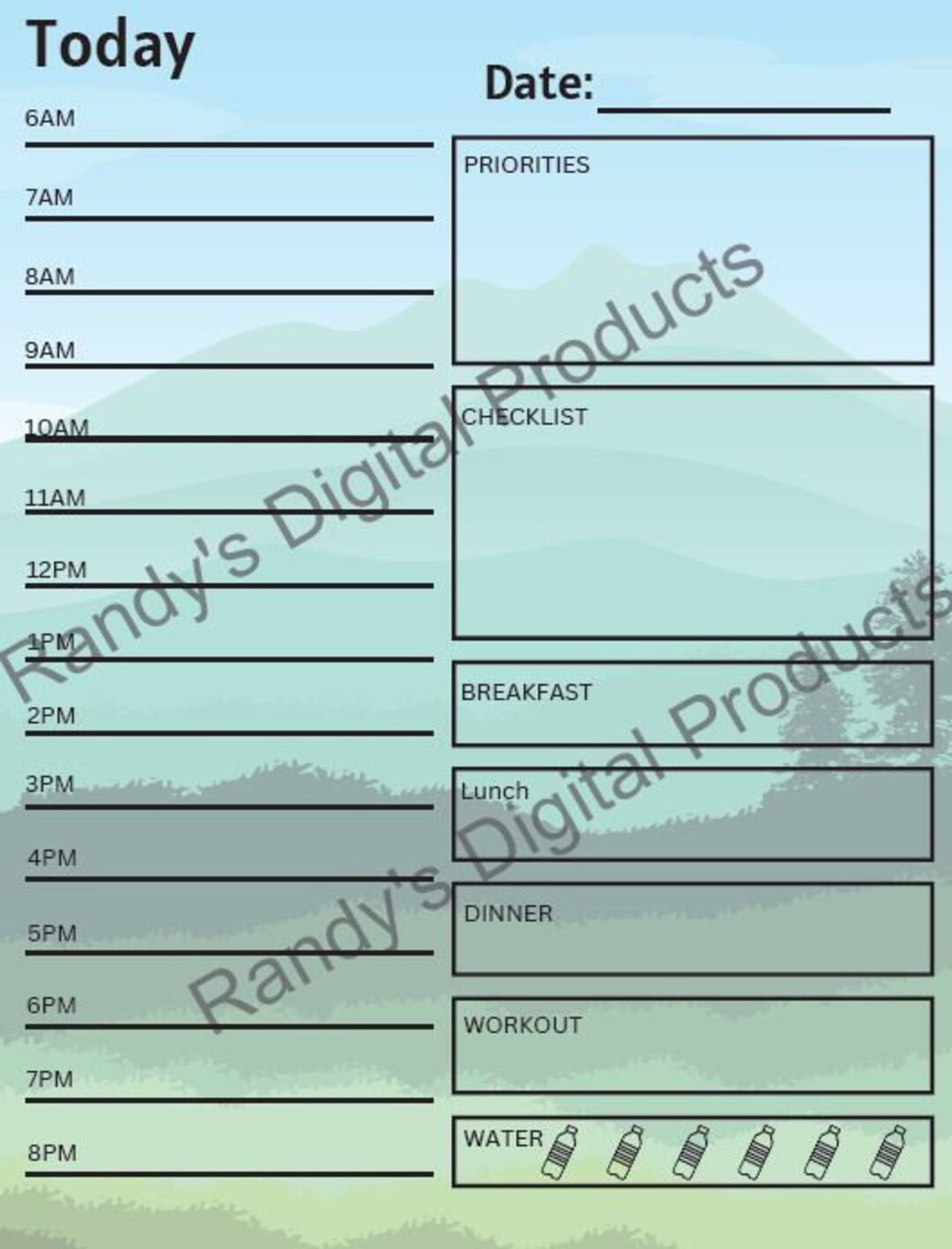 Daily Planner, Digital Planner, Printable Planner, Mountain - Etsy