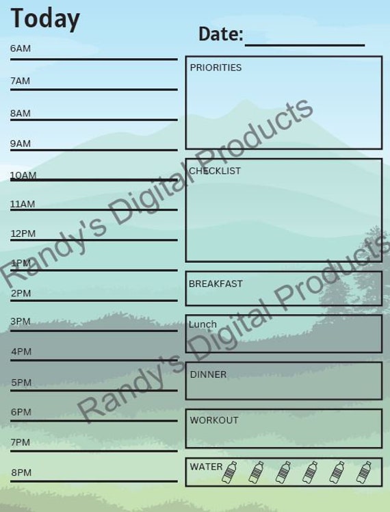 Daily Planner Digital Planner Printable Planner Mountain - Etsy