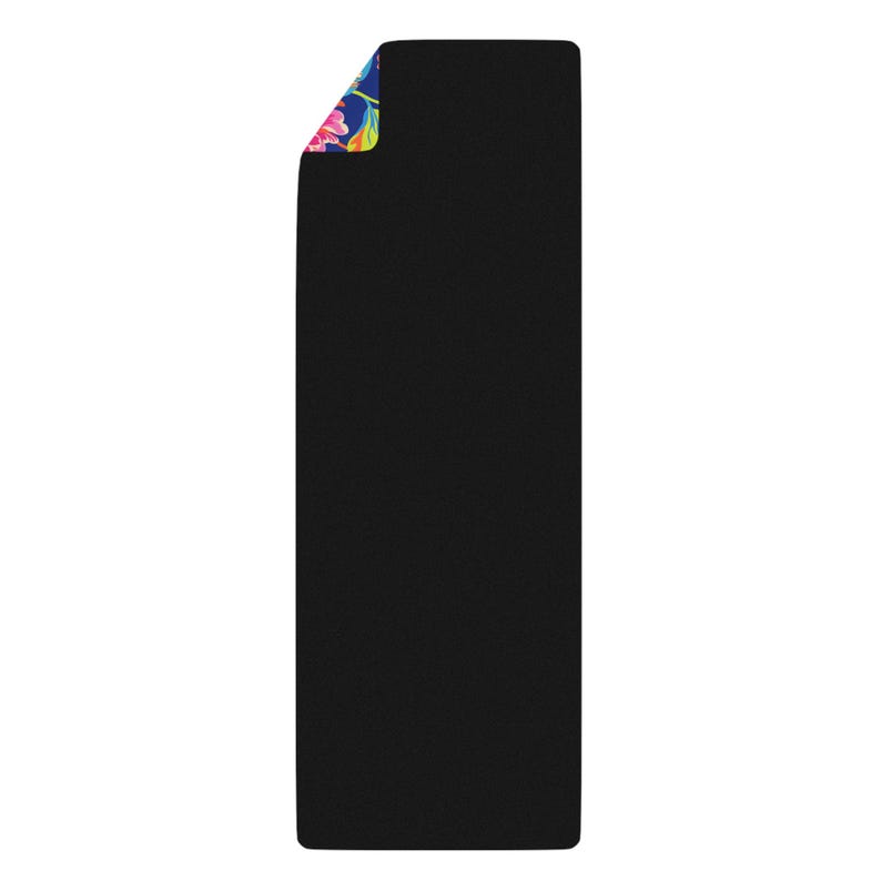 Monogram Rubber Hot Yoga Mat Blue Shadow Initials Floral Peony Print ...