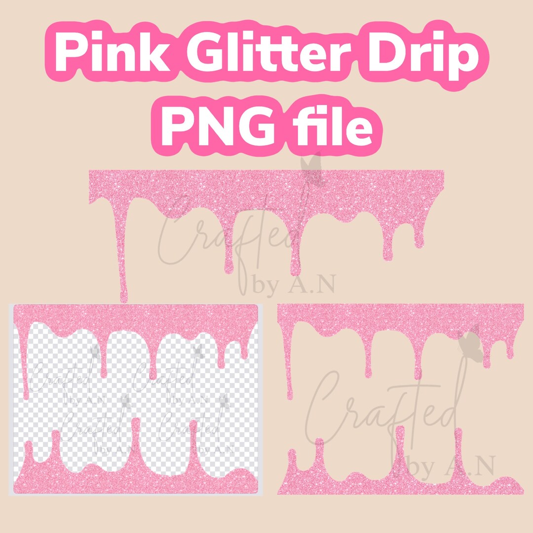 Pink Glitter Drip PNG - Etsy