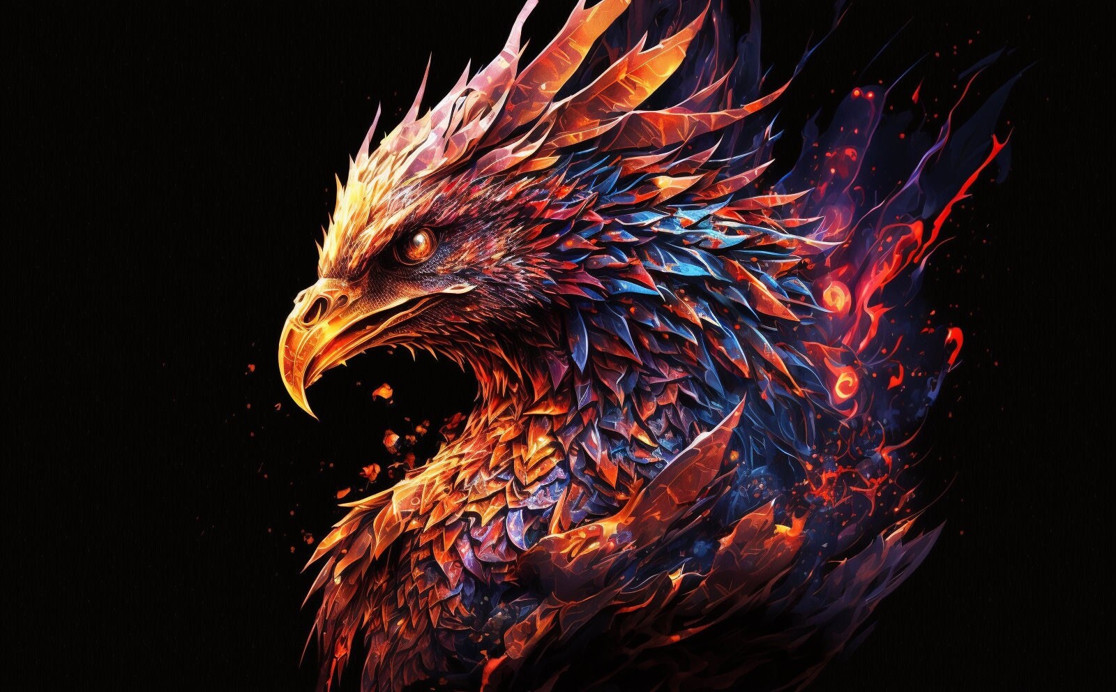 Blue And Red Phoenix Wallpaper