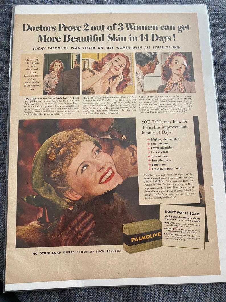 1940’s Palmolive Magazine Advertisement - Etsy