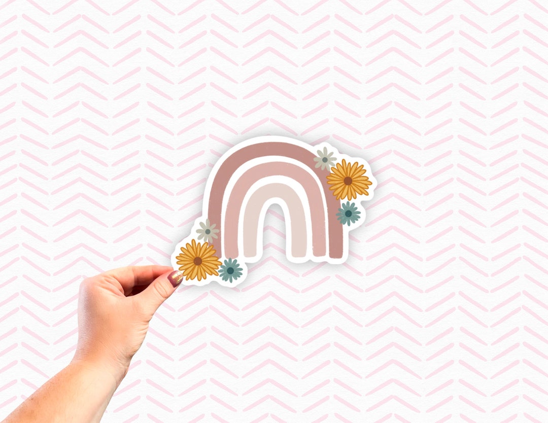 Pink Rainbow Sticker Boho Rainbow Sticker Rainbow Flower - Etsy