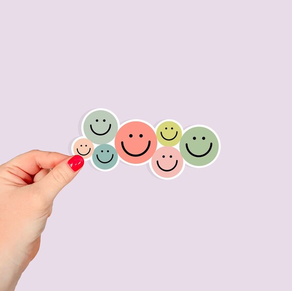 Happy Face Sticker Smile Sticker Colorful Stickers Decals - Etsy