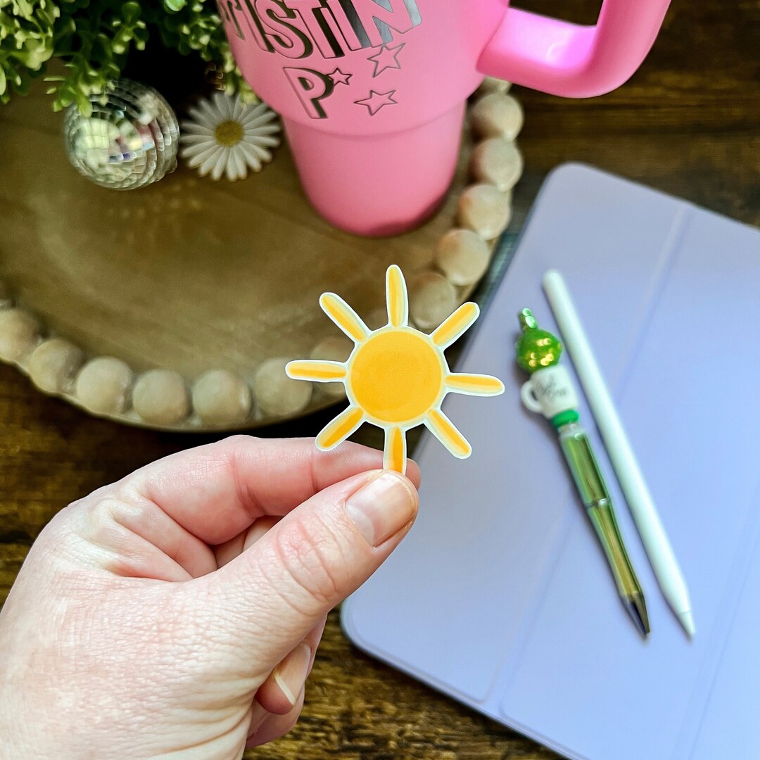 Sun Sticker, Sunshine Sticker, Watercolor Stickers, Water Bottle ...