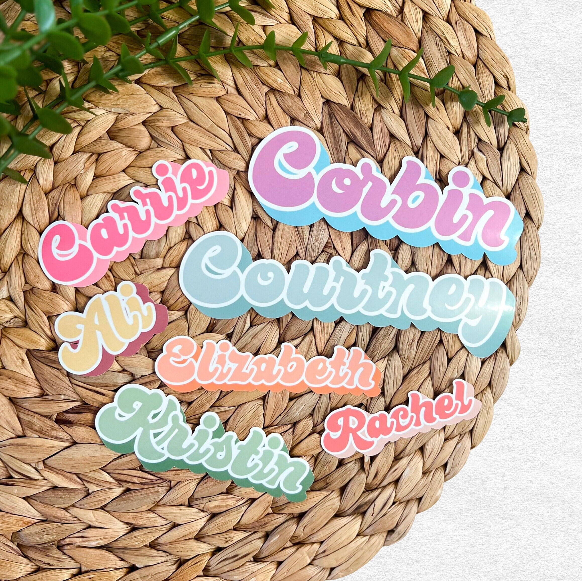 Custom Retro Name Sticker Retro Stickers Name Stickers Name - Etsy