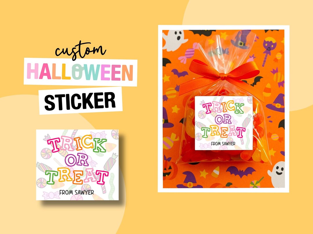 Custom Halloween Treat Bag Stickers, Personalized Labels for Candy ...