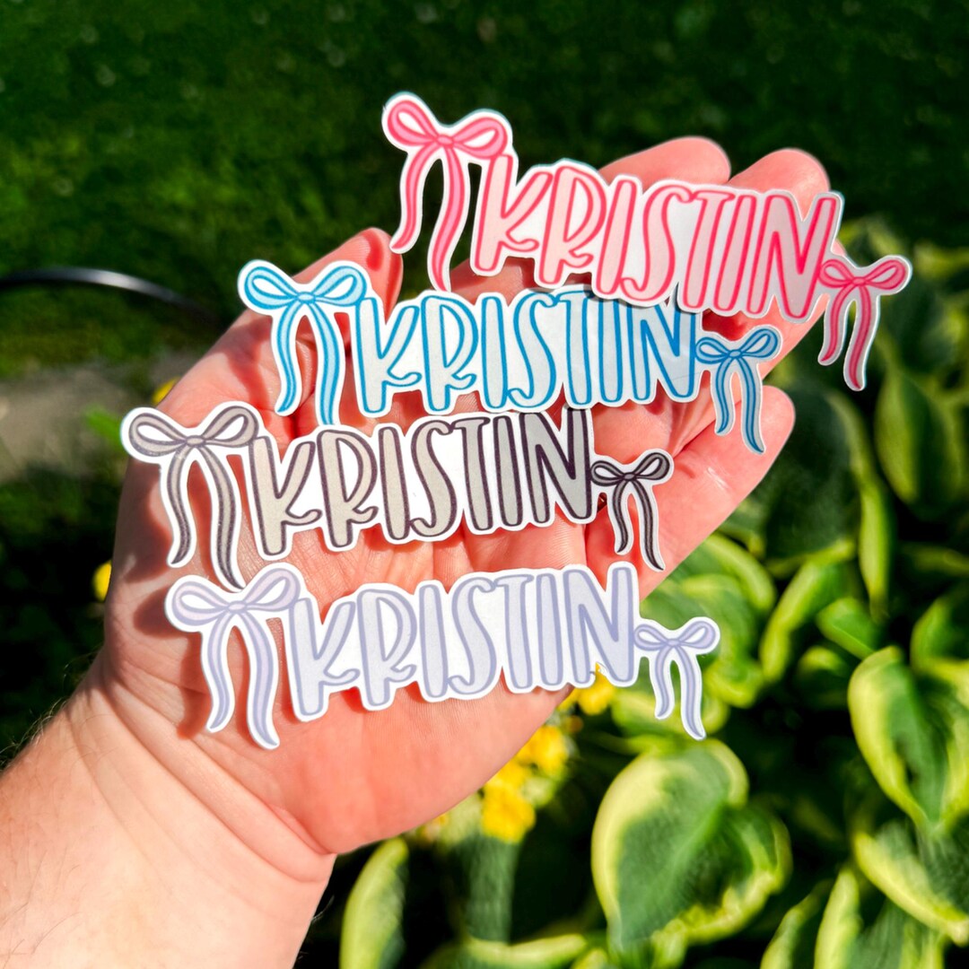 Bow Name Tag, Custom Name Sticker, Personalized Name Decals, Aesthetic ...