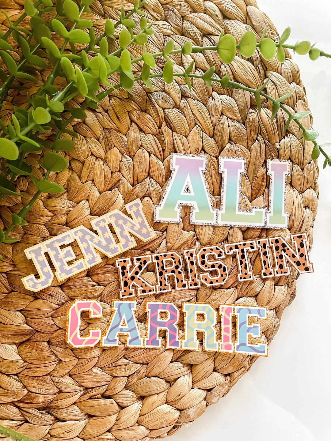 Custom Pattern Name Sticker, Varsity Letter Name Sticker, Custom Name ...