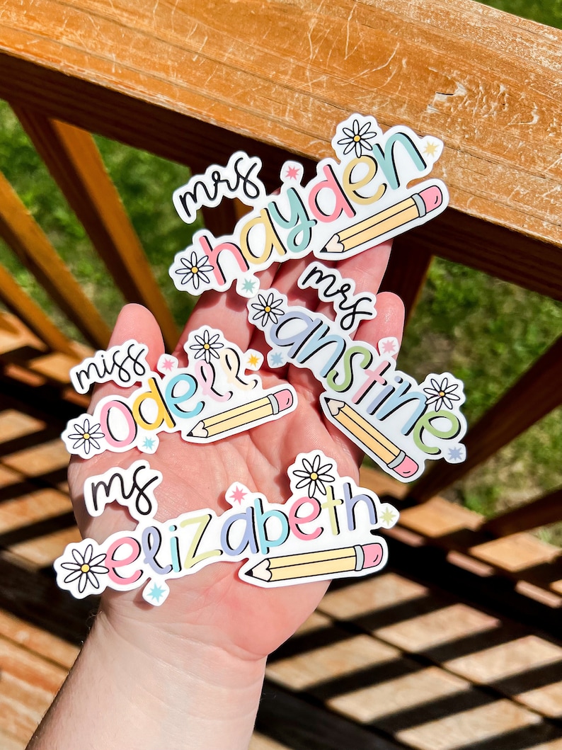 Personalized Teacher Name Vinyl Sticker, Custom Classroom Decal, Gift ...