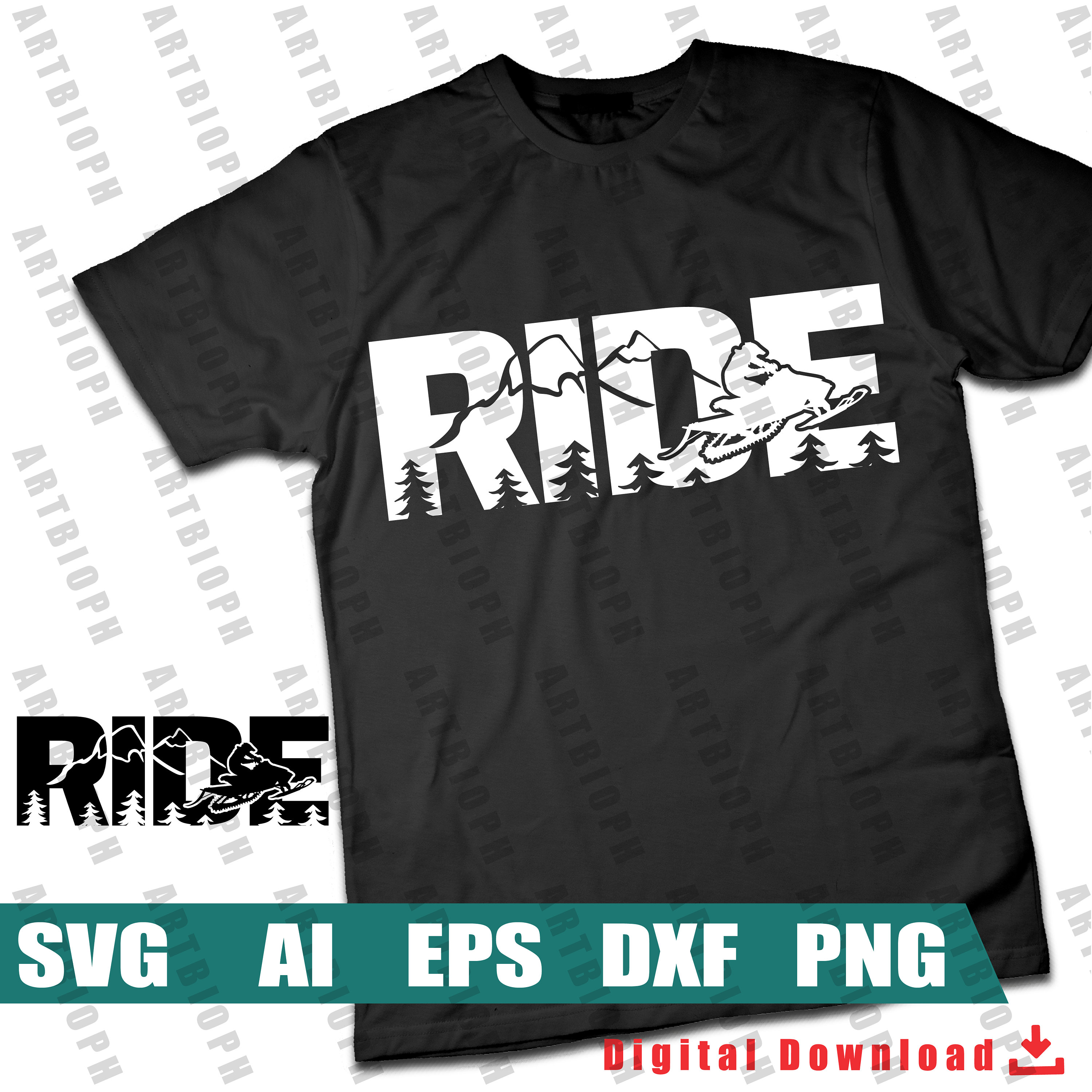 Snowmobile RIDE - Snowmobile Rider, Snowmobile, Clip Art, SVG, Instant ...